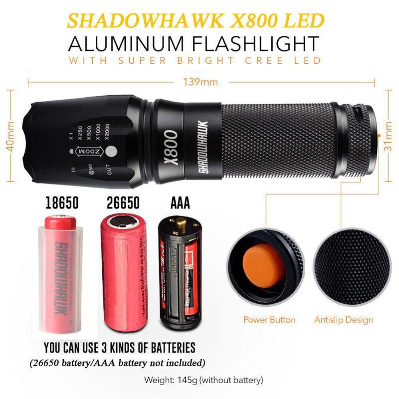 Shadowhawk X800 -Zoomattava taskulamppu - 14,25€ - Metsastys.com